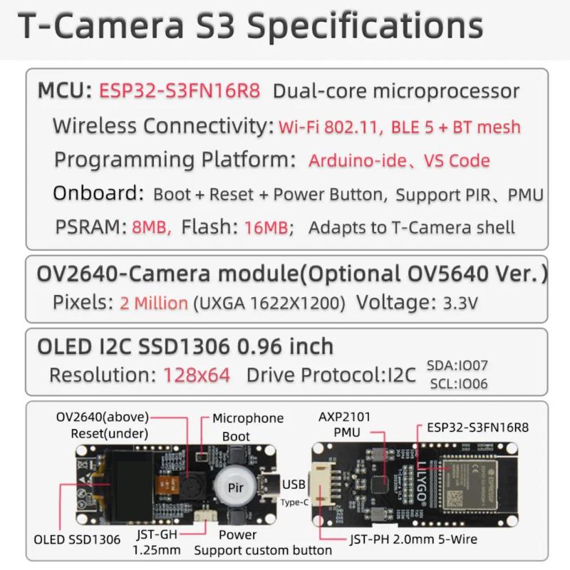 LilyGo T-Camera S3 OV2640 mit Gehäuse - Bastelgarage Elektronik Online Shop